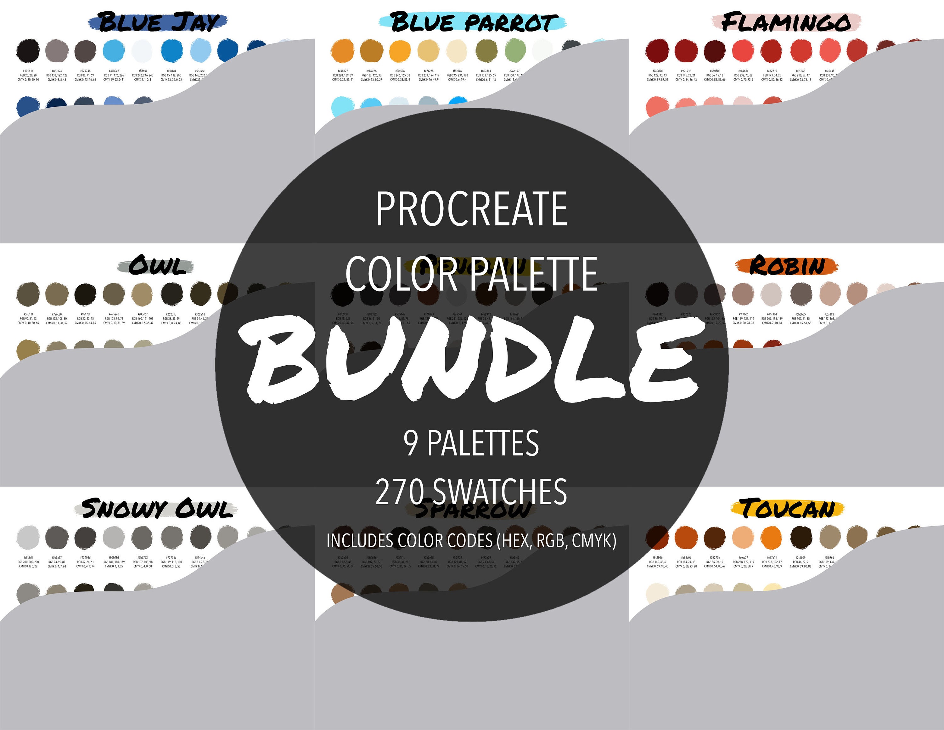 Procreate Color Palette Bundle | 9 Palettes | Birds | Instant Download ...