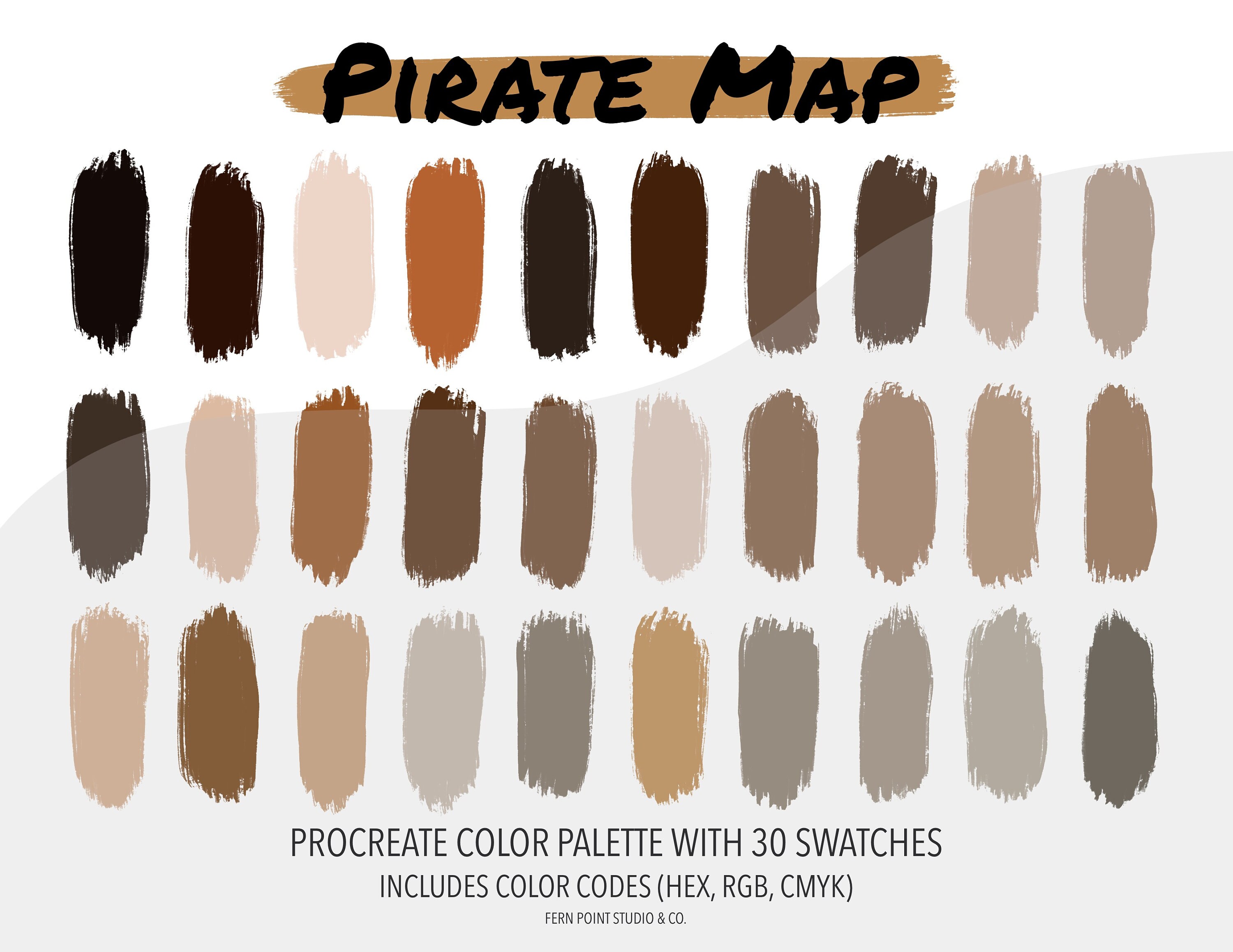 Procreate Color Palette Pirate Map Instant Download Digital File Color Swatches Color