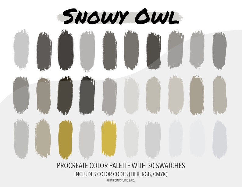 Procreate Color Palette | Snowy Owl | Instant Download | Digital File ...