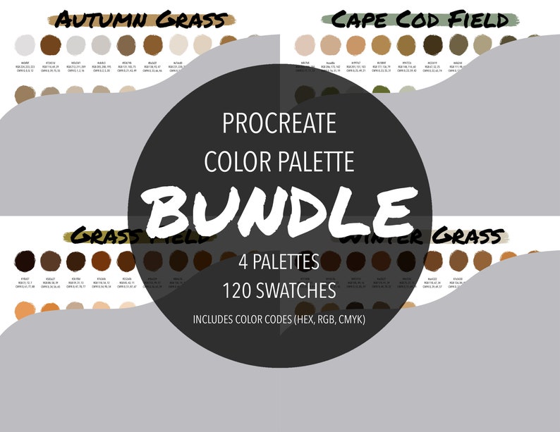 Procreate Color Palette Bundle 4 Palettes Grass Field Instant Download ...