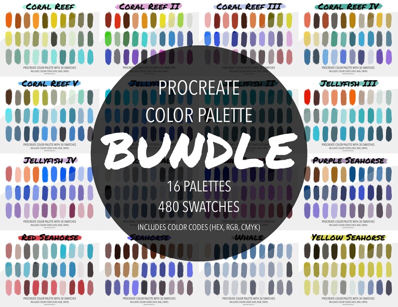 Procreate Color Palette Bundle 16 Palettes Ocean Life Instant Download ...