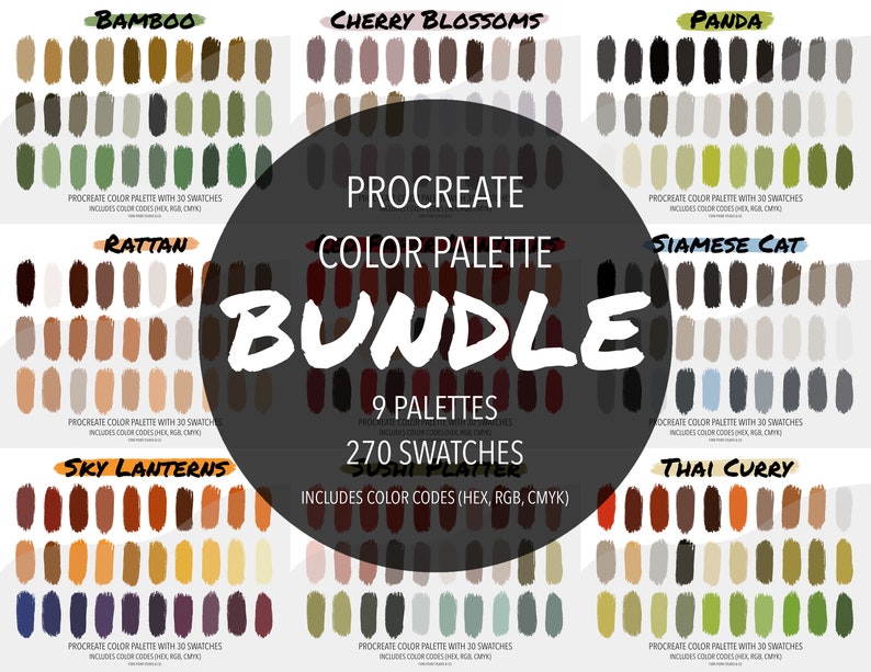 Procreate Color Palette Bundle 9 Palettes Asia Instant Download Digital ...