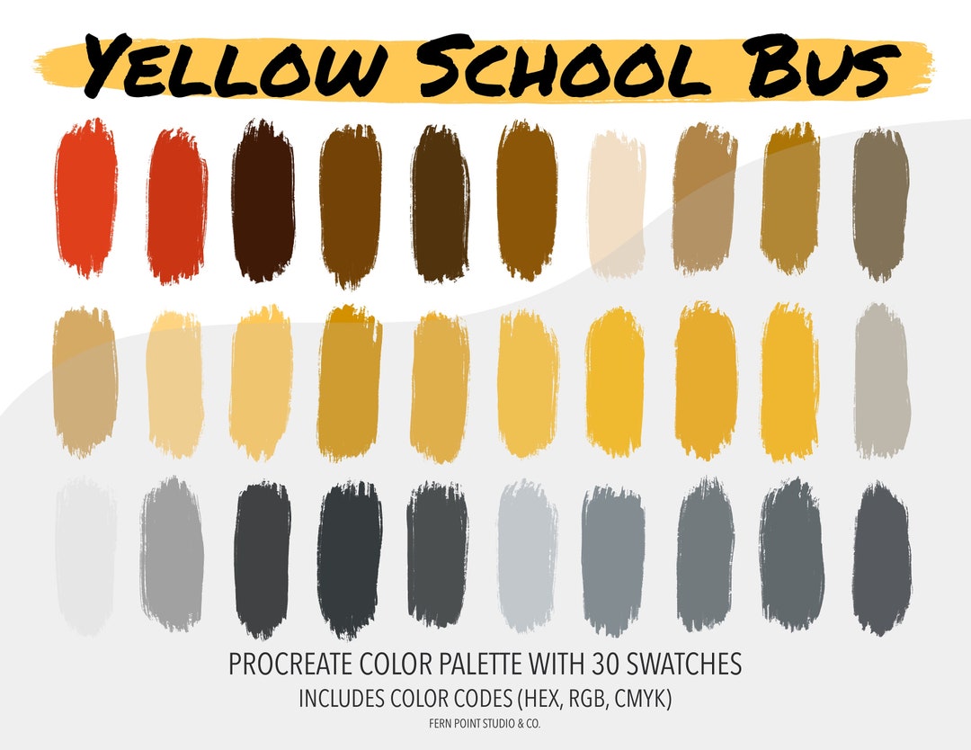 Procreate Color Palette | Yellow School Bus | Instant Download ...