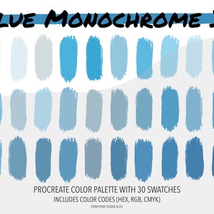 Procreate Color Palette | Blue Monochrome 2 | Instant Download ...