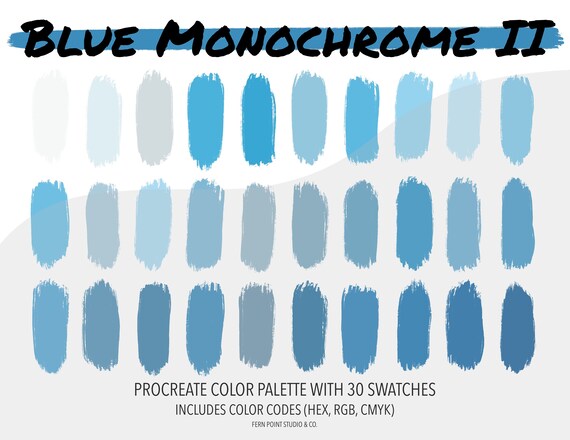 Procreate Color Palette Blue Monochrome 2 Instant Download - Etsy
