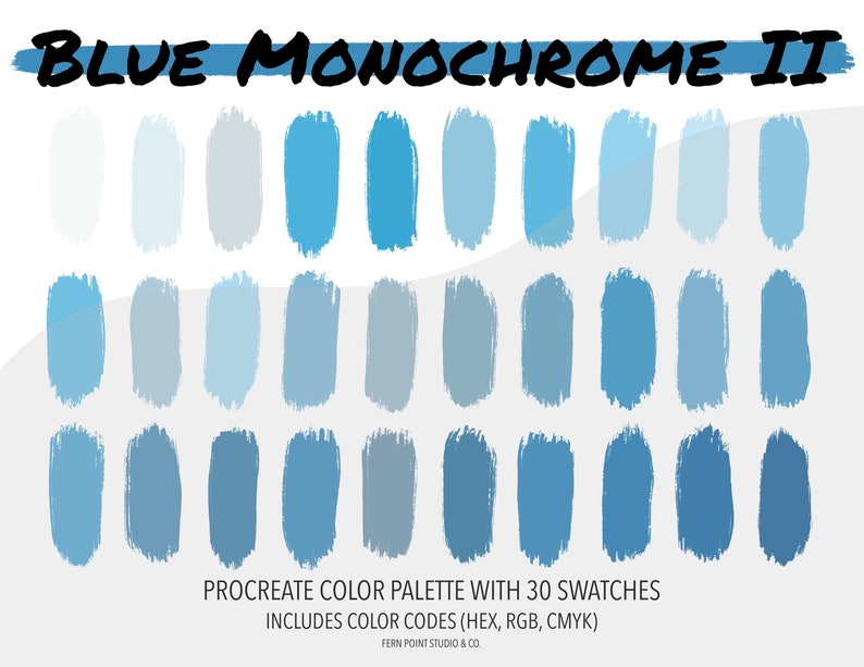 Procreate Color Palette | Blue Monochrome 2 | Instant Download ...