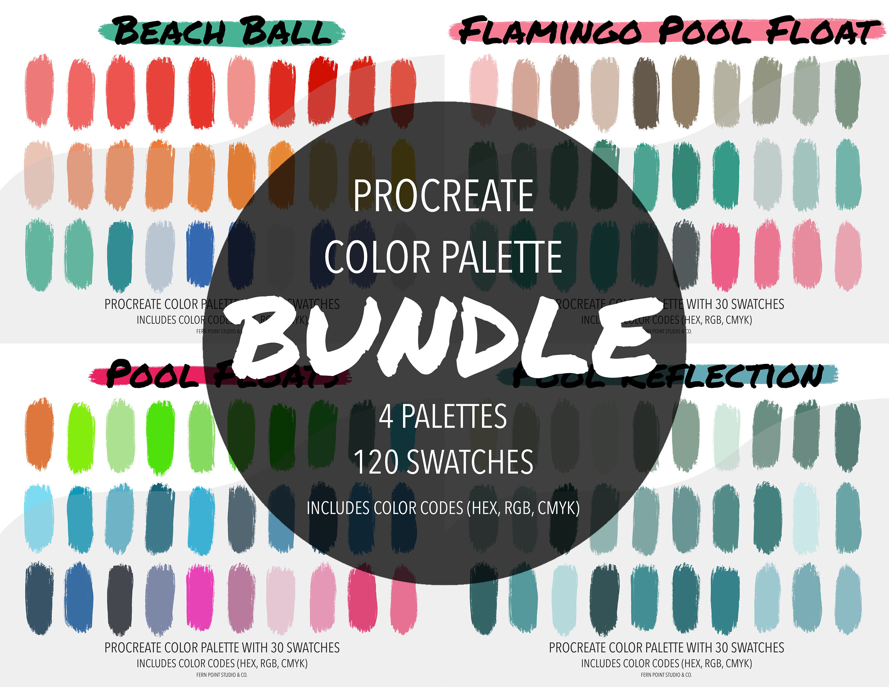 Procreate Color Palette Bundle 4 Palettes Pool Time Instant Download ...