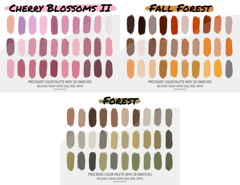 Procreate Color Palette Bundle 9 Palettes Trees Instant Download Digital File Color Swatches