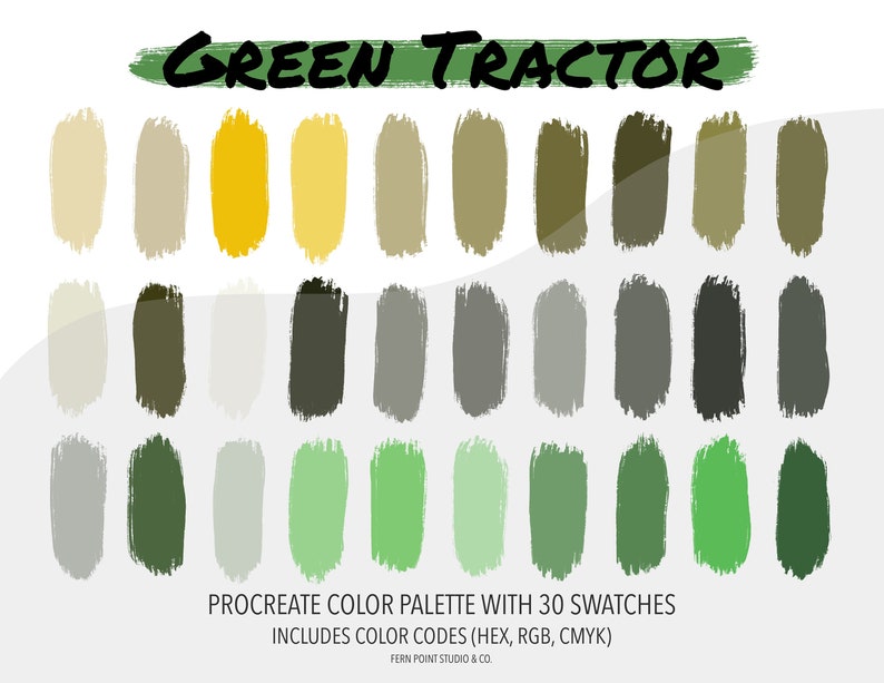 Procreate Color Palette | Green Tractor | Instant Download | Digital ...