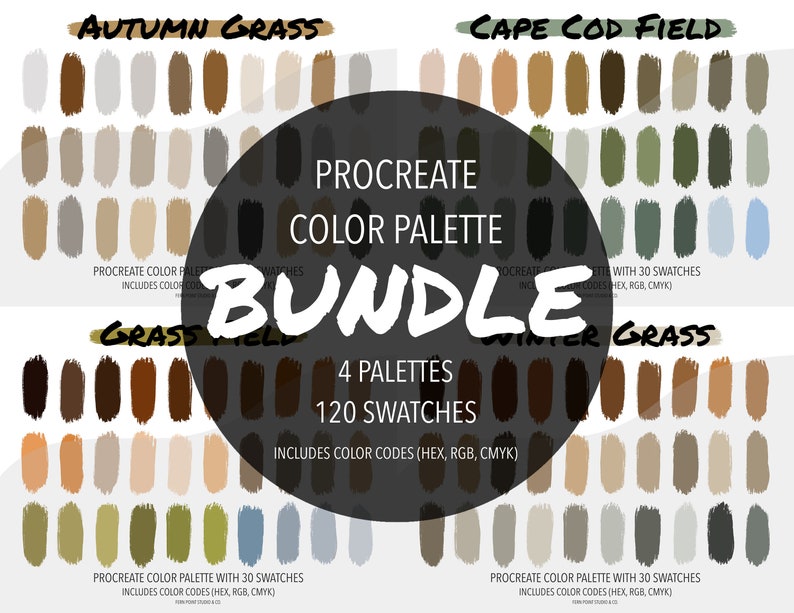 Procreate Color Palette Bundle 4 Palettes Grass Field Instant Download ...