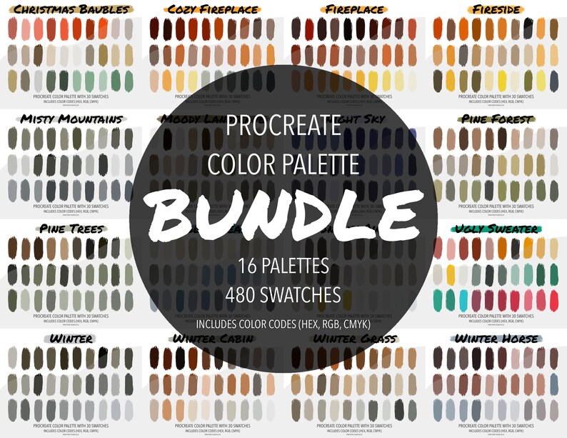 Procreate Color Palette Bundle 16 Palettes Winter Instant Download ...