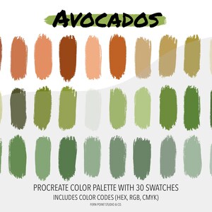 Procreate Color Palette | Avocados | Instant Download | Digital File ...