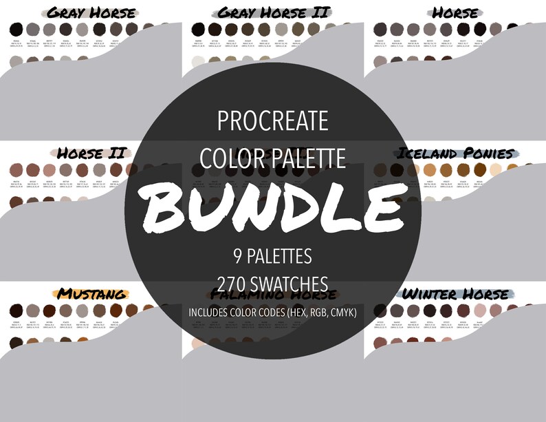 Procreate Color Palette Bundle | 9 Palettes | Horses | Instant Download ...