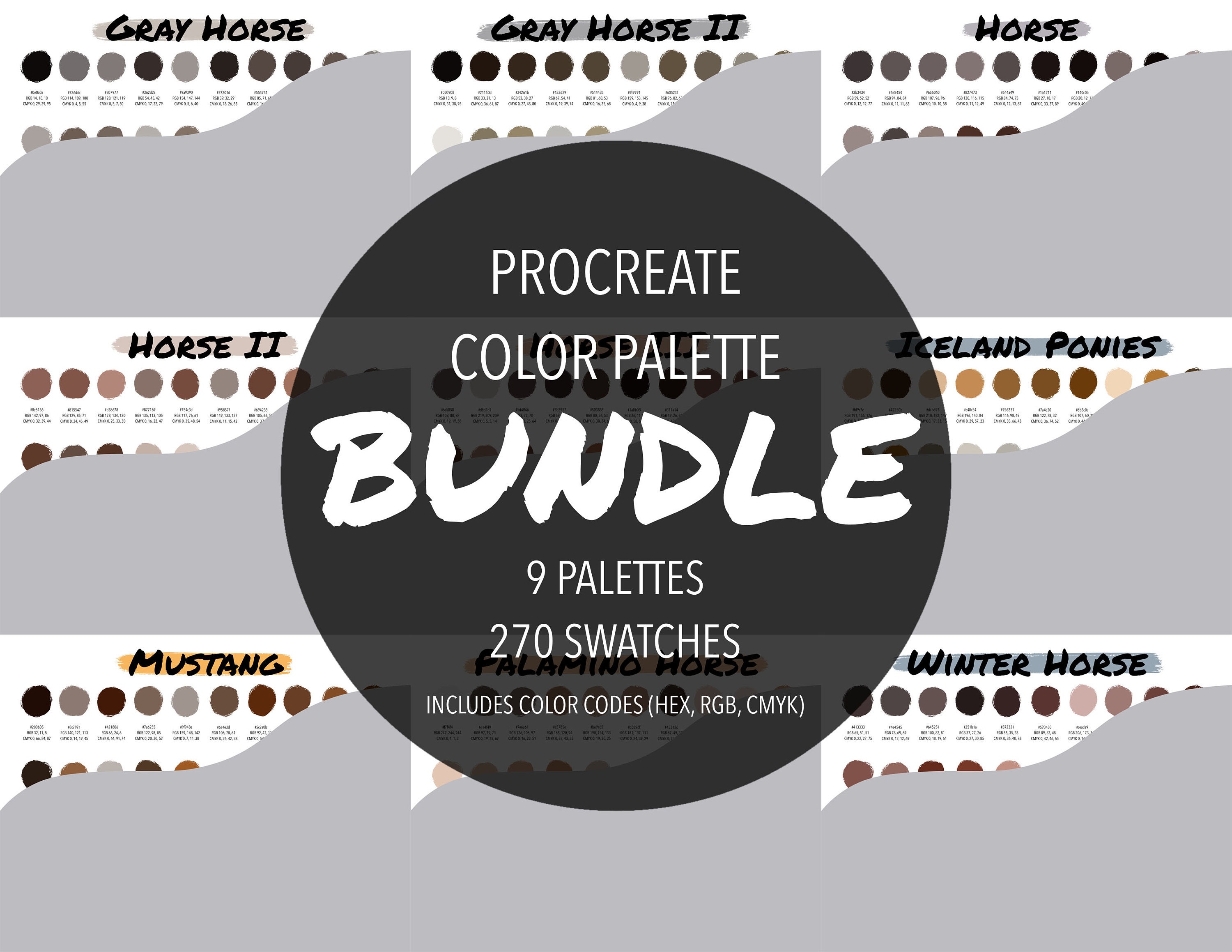 Procreate Color Palette Bundle | 9 Palettes | Horses | Instant Download ...