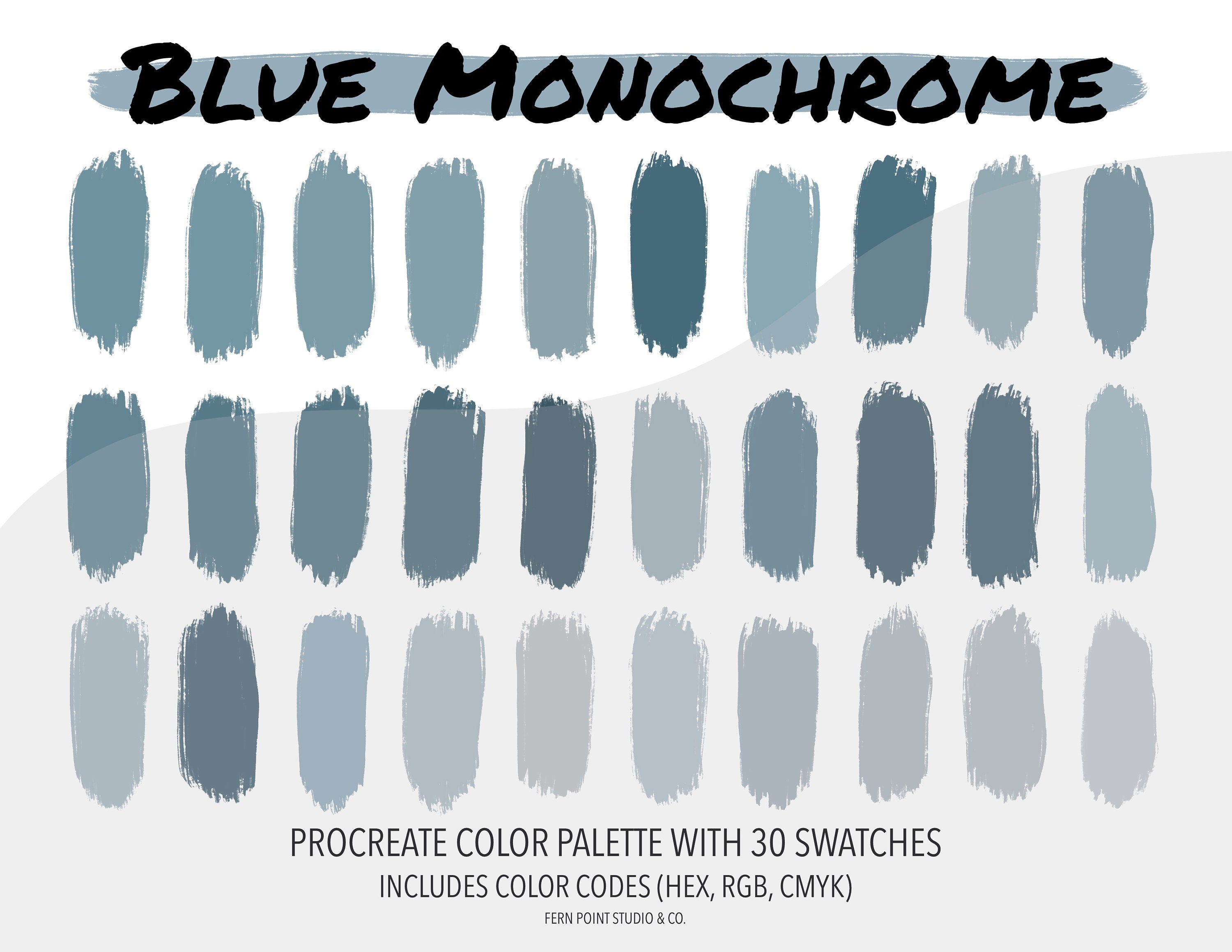Procreate Color Palette | Blue Monochrome | Instant Download | Digital ...