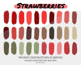 Strawberry Lemonade Procreate Palette, 30 HEX Color Codes, Instant ...