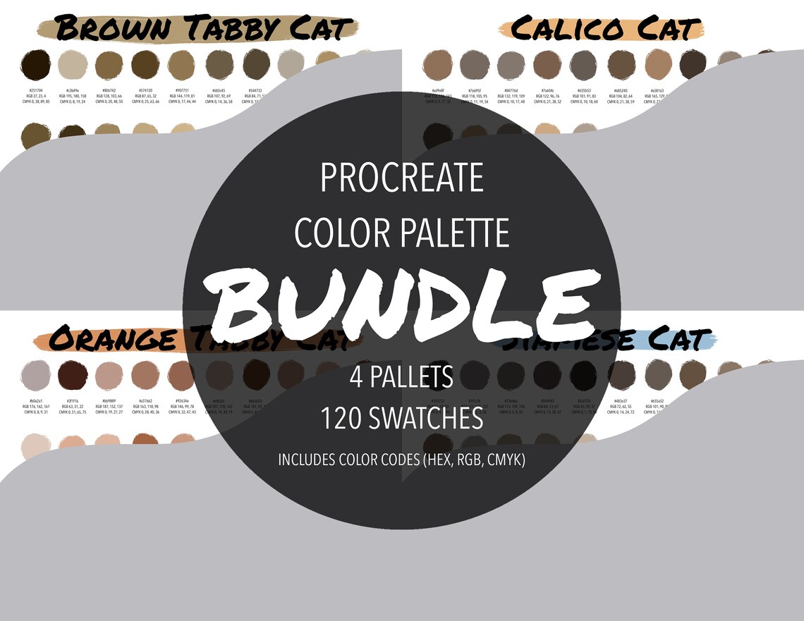 Procreate Color Palette Bundle 4 Palettes Cats Instant | Etsy