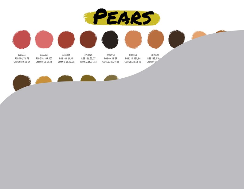 Procreate Color Palette Pears Instant Download Digital File Color Swatches Color Codes Hex Rgb