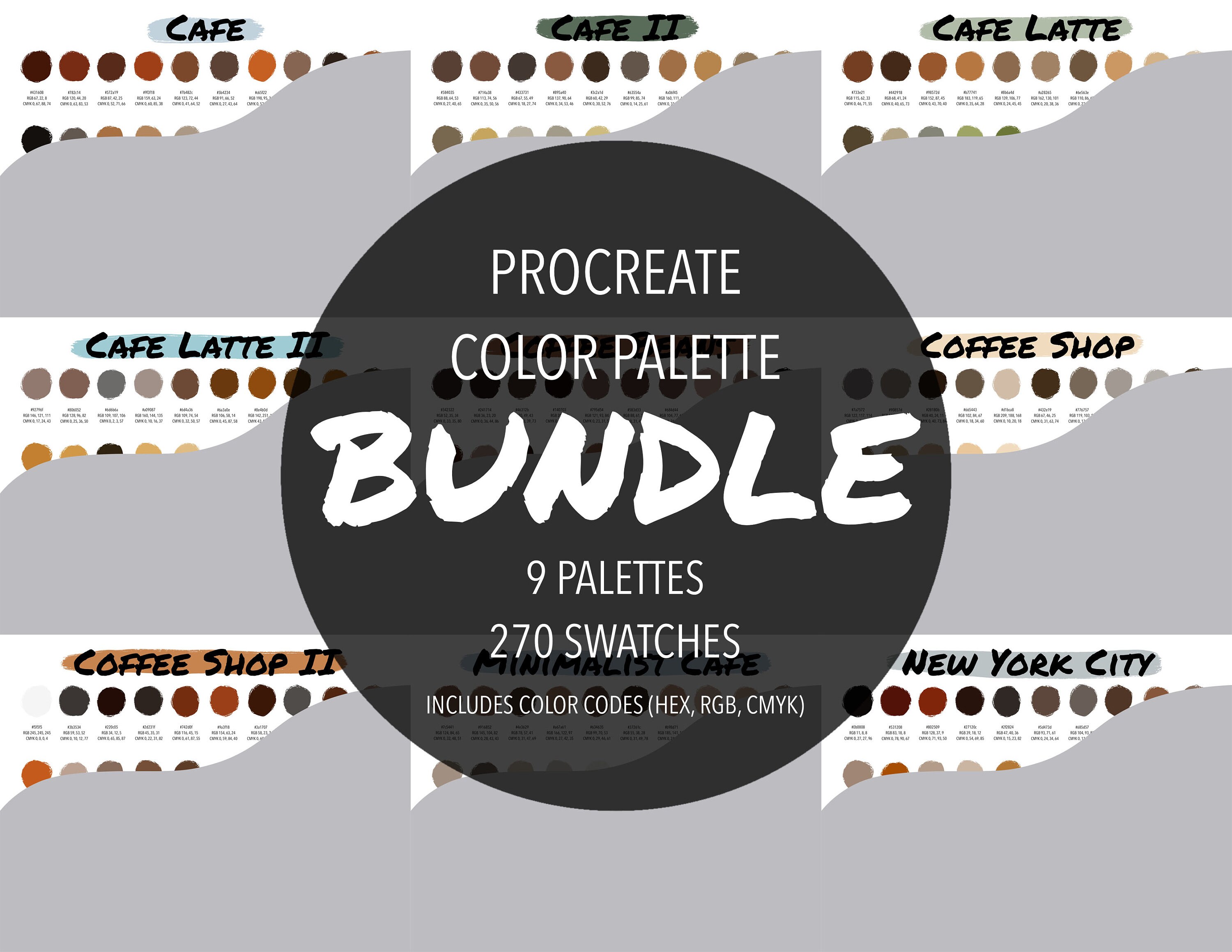 Procreate Color Palette Bundle | 9 Palettes | Coffee Shop | Instant ...
