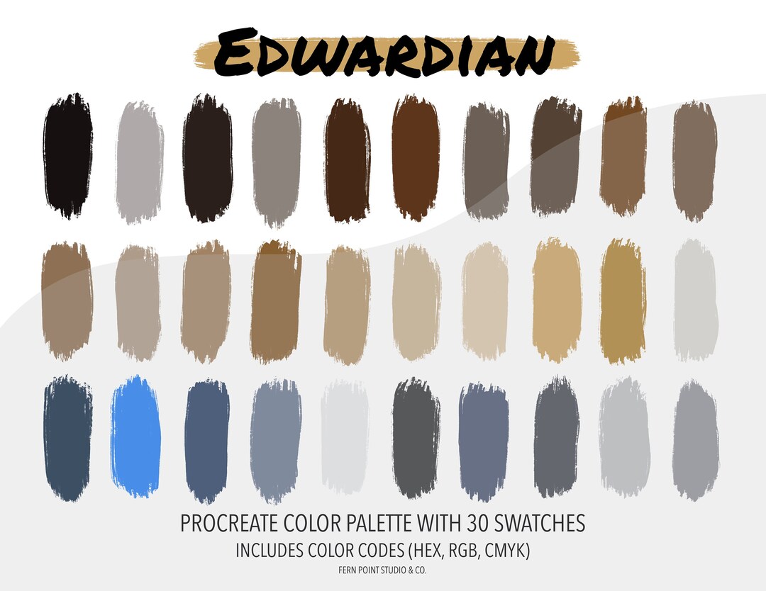 Procreate Color Palette Edwardian Instant Download Digital File Color Swatches Color Codes HEX ...