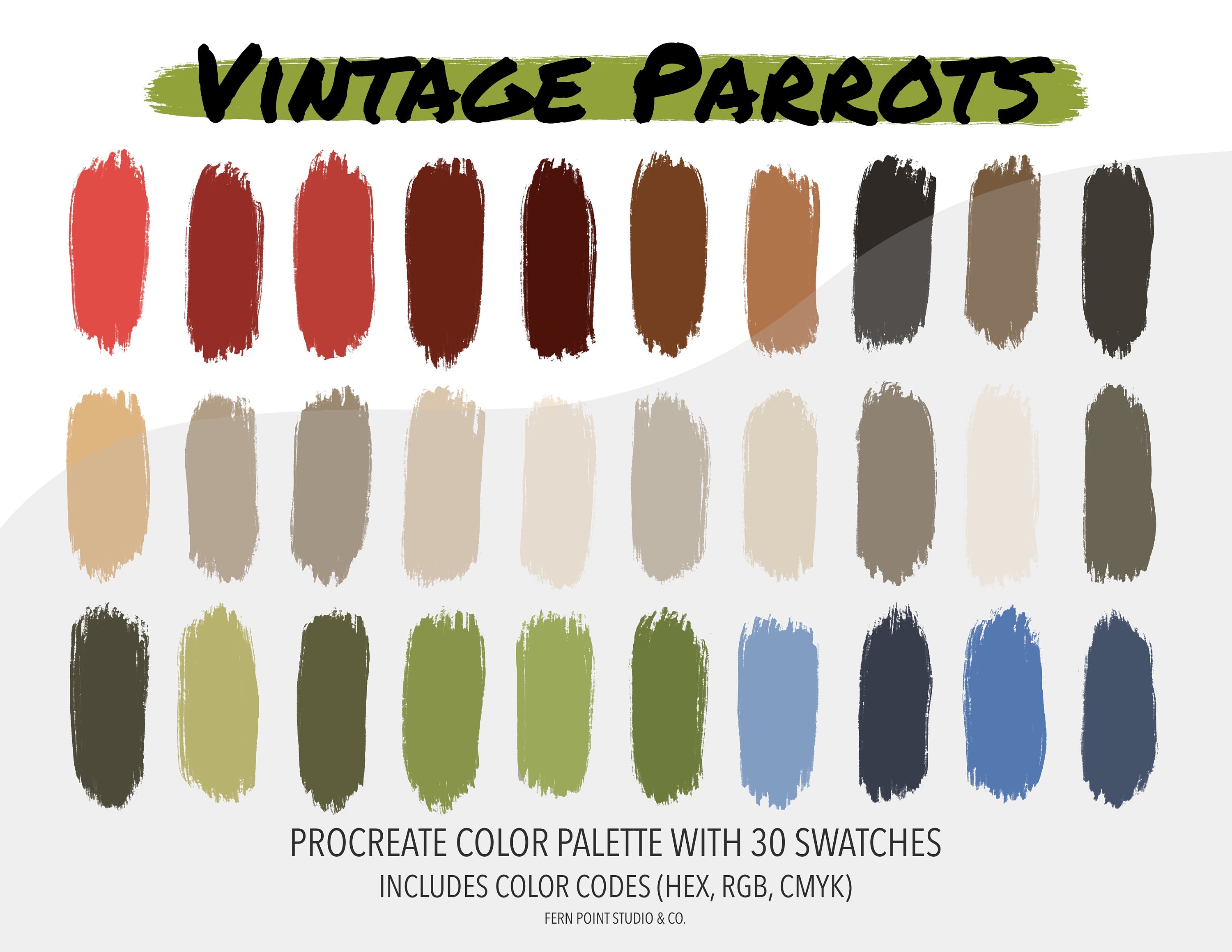 Procreate Color Palette Vintage Parrots Instant Download Digital File ...