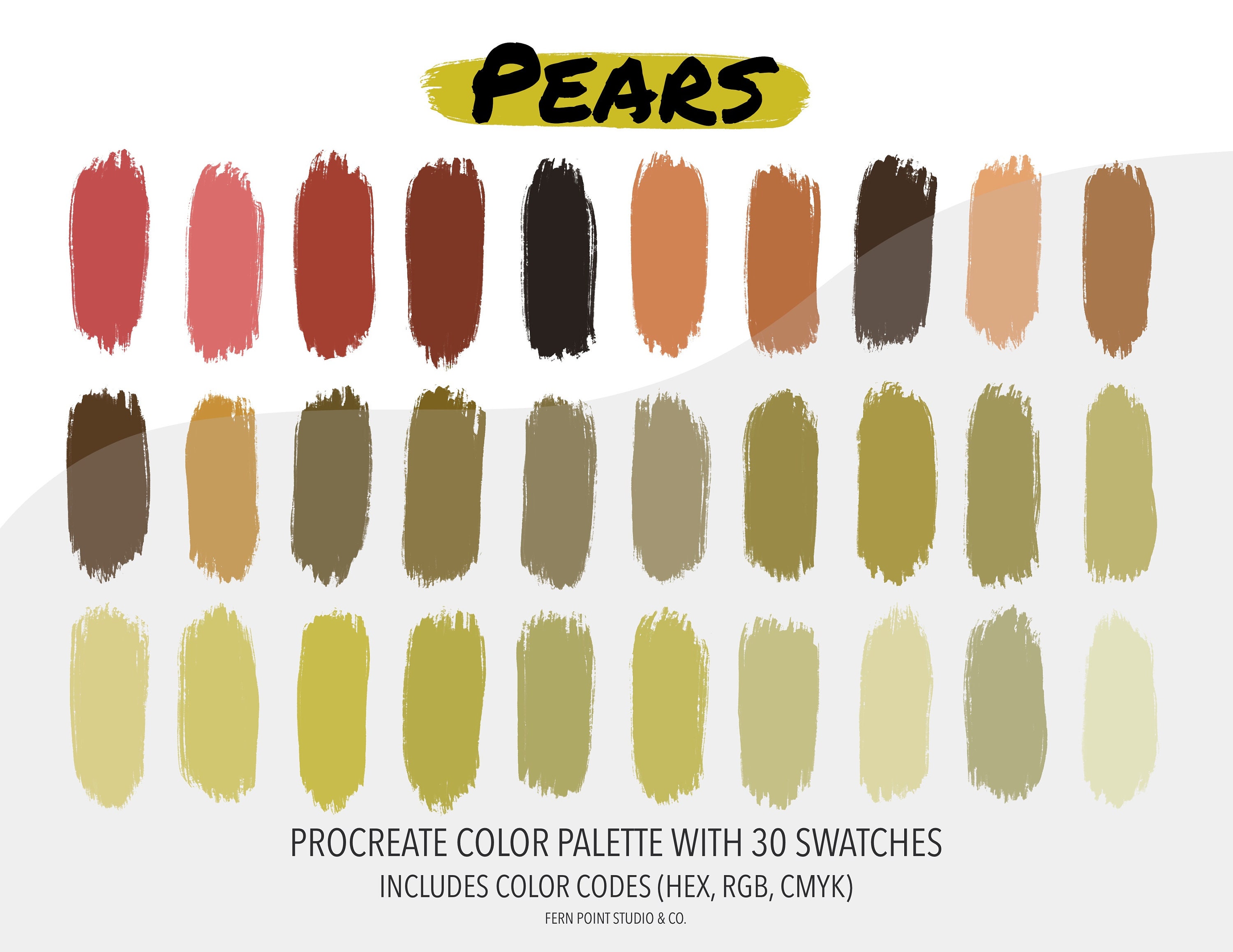 Procreate Color Palette Pears Instant Download Digital File Color Swatches Color Codes Hex Rgb