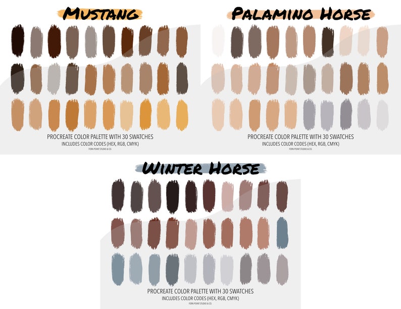 Procreate Color Palette Bundle | 9 Palettes | Horses | Instant Download ...
