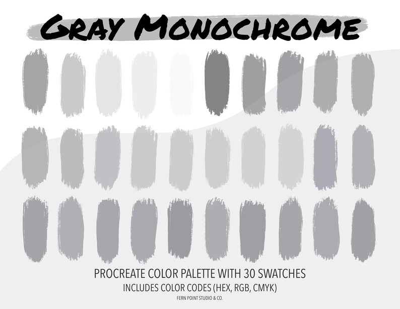 Procreate Color Palette | Gray Monochrome | Instant Download | Digital ...
