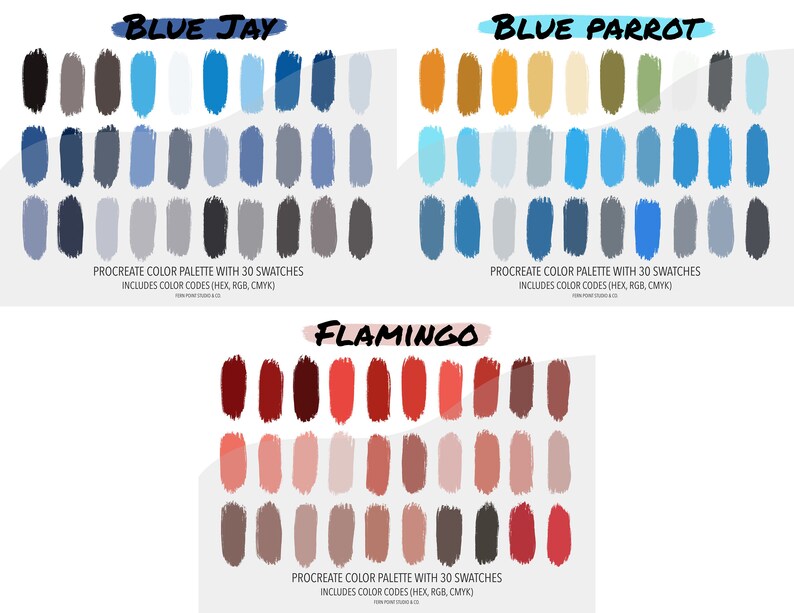 Procreate Color Palette Bundle 9 Palettes Birds Instant Download Digital File Color