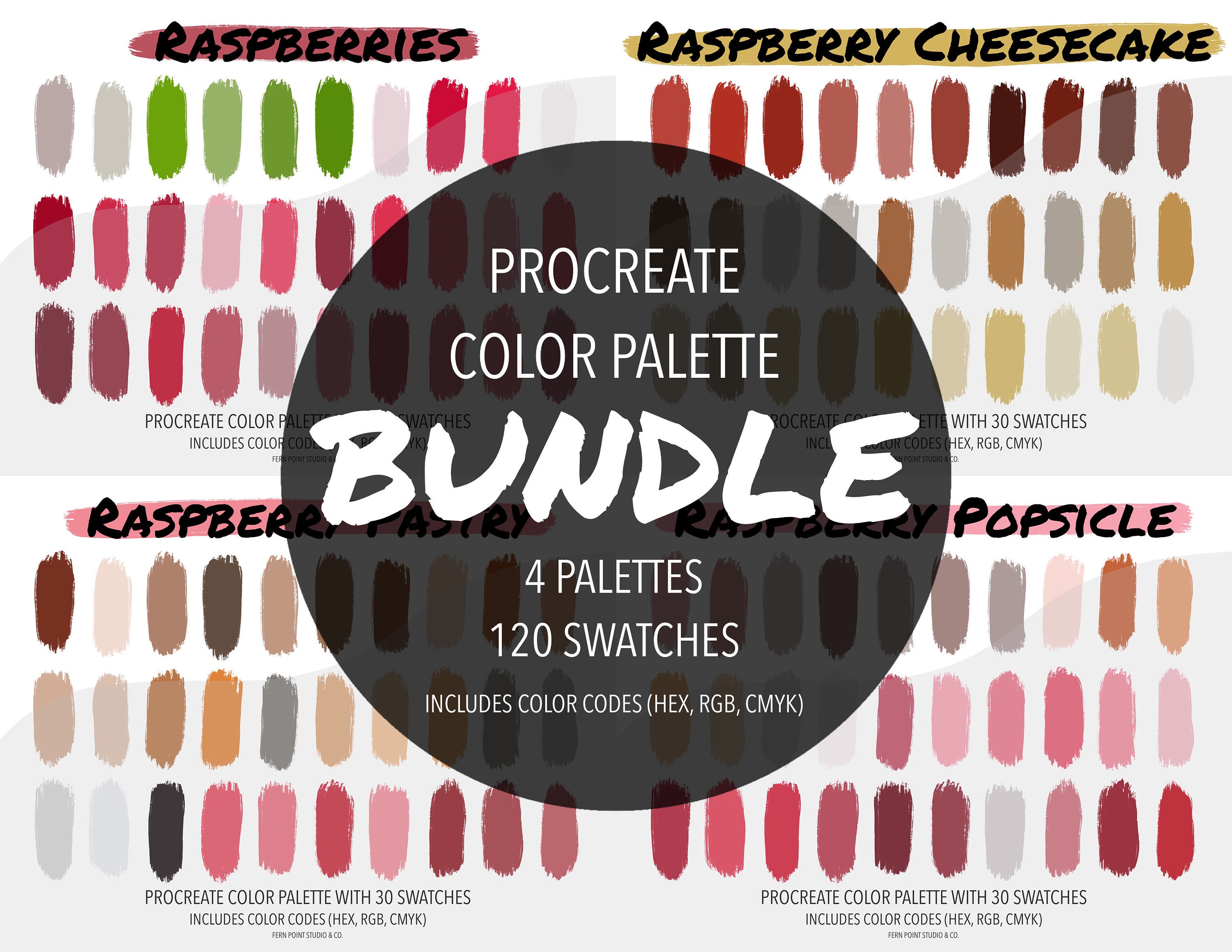 Procreate Color Palette Bundle 4 Palettes Raspberry Instant Download ...