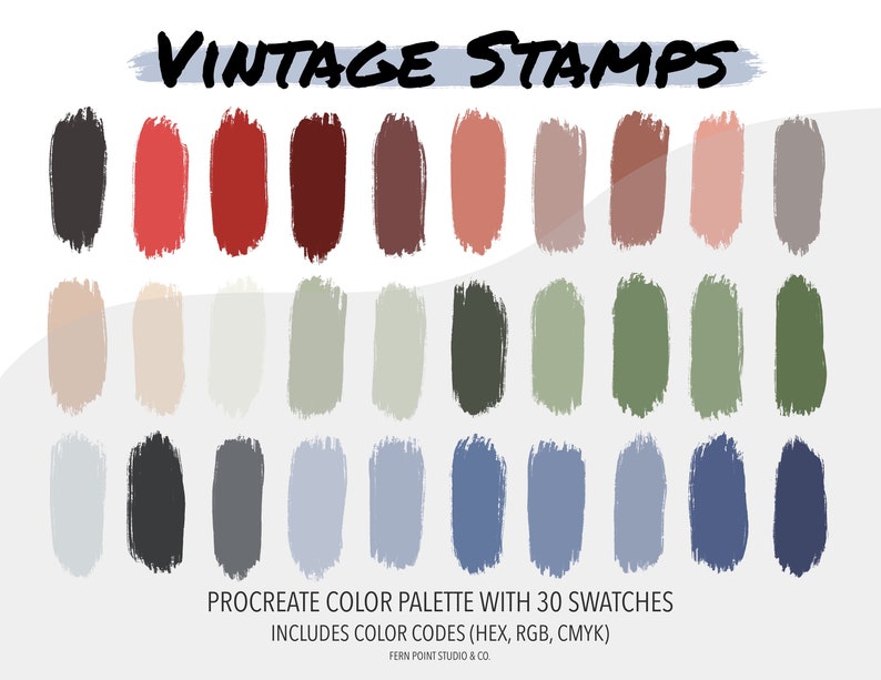 Procreate Color Palette Vintage Stamps Instant Download Digital File ...