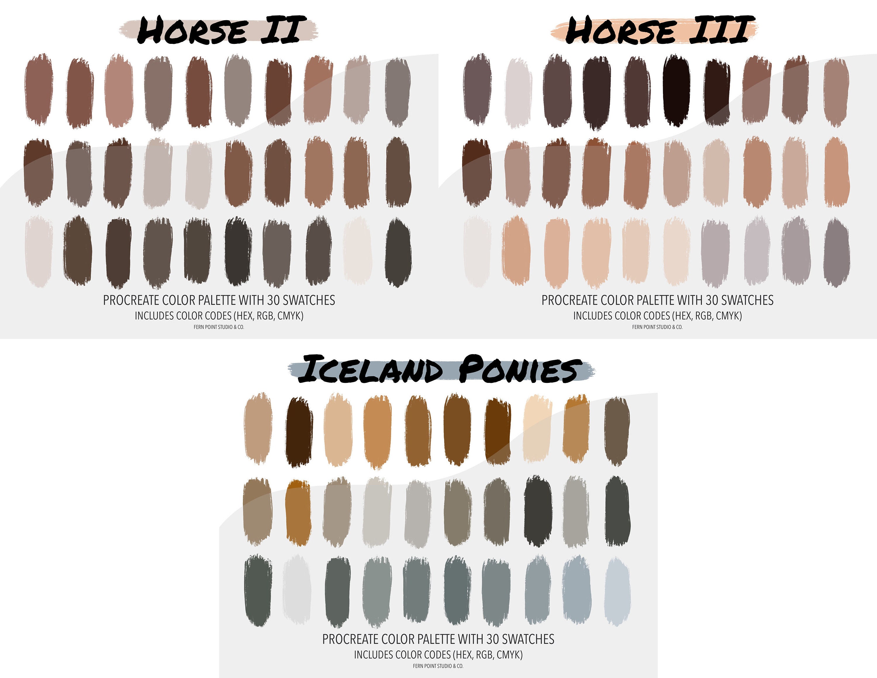 Procreate Color Palette Bundle | 9 Palettes | Horses | Instant Download ...