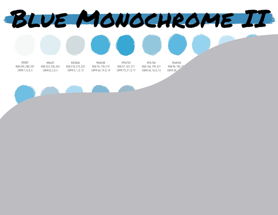 Procreate Color Palette | Blue Monochrome 2 | Instant Download ...
