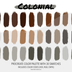 Procreate Color Palette Colonial Instant Download Digital File Color ...