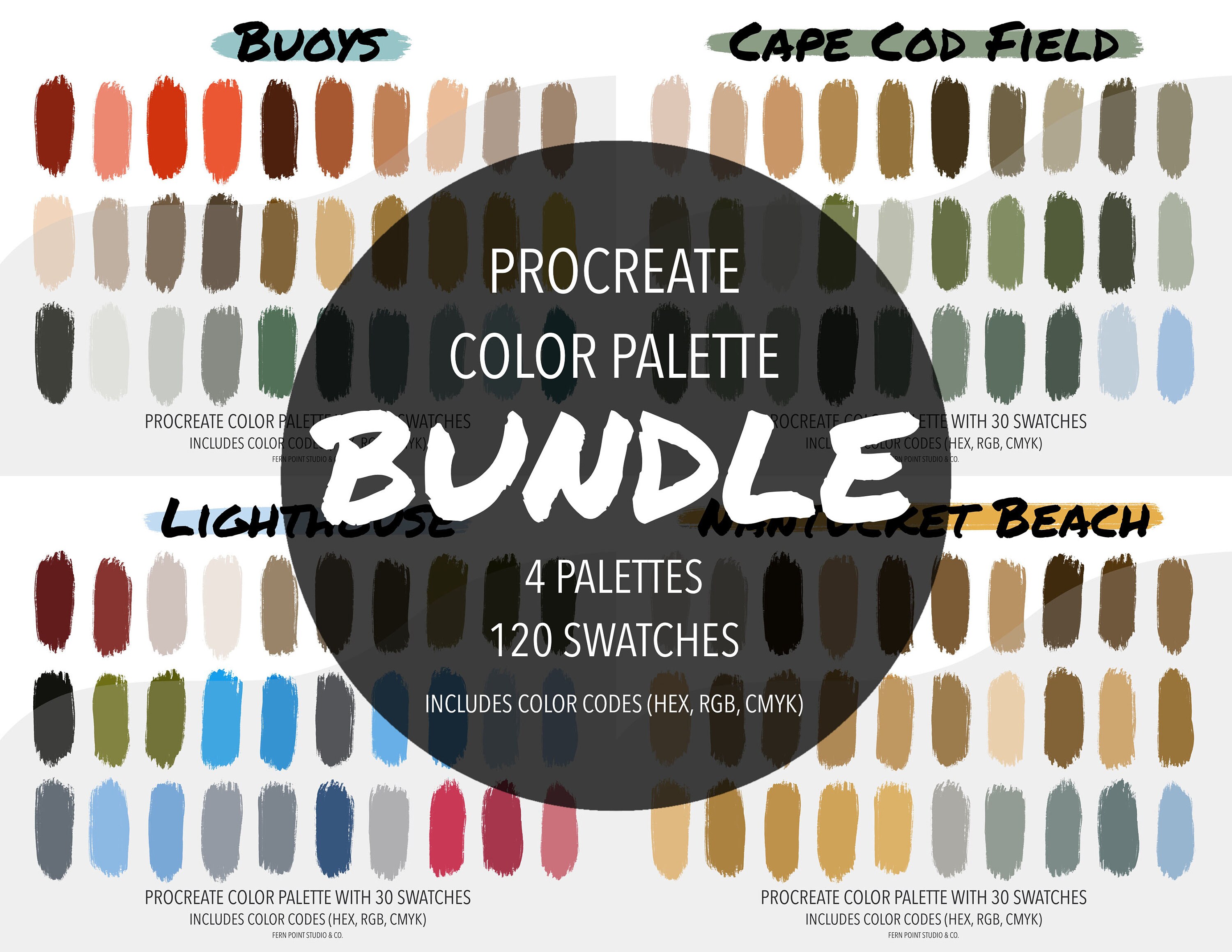 Procreate Color Palette Bundle 4 Palettes Cape Cod Instant Download ...