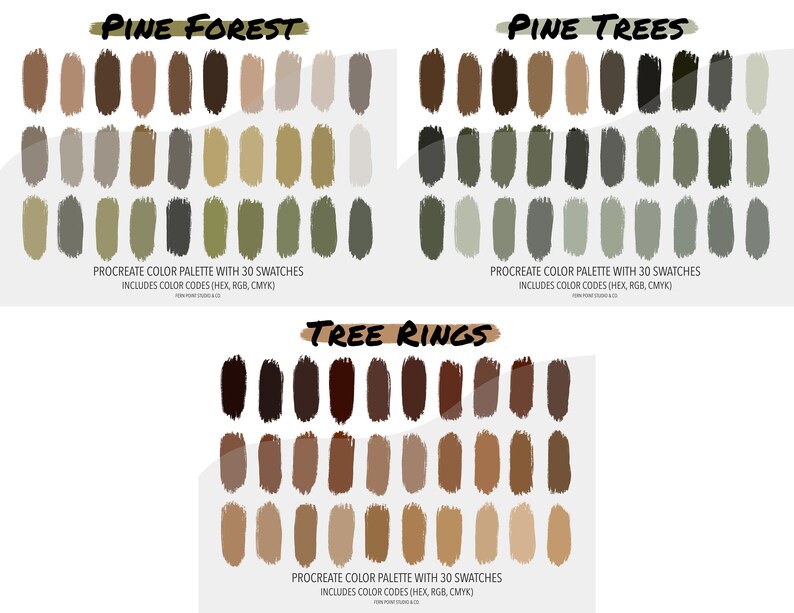 Procreate Color Palette Bundle 9 Palettes Trees Instant Download Digital File Color Swatches