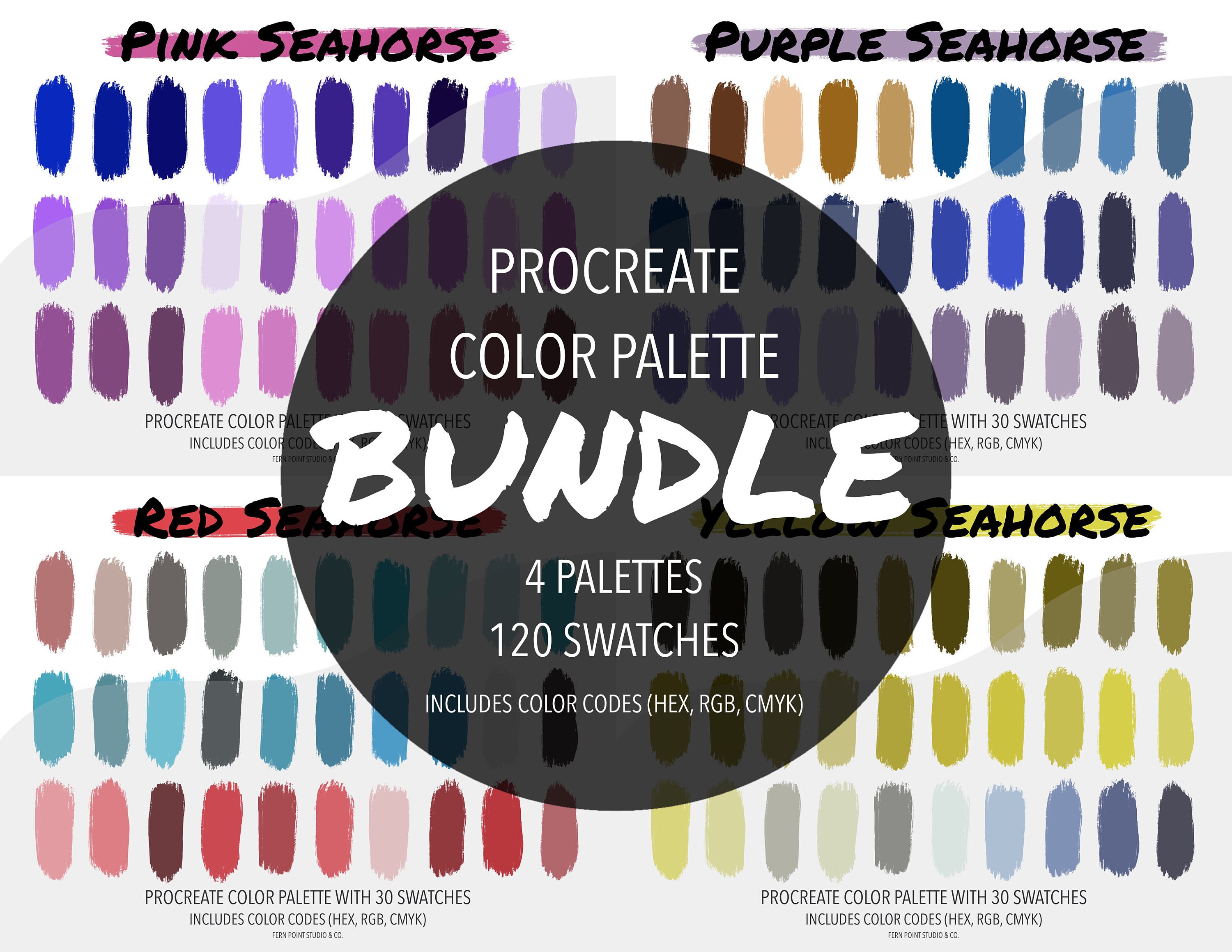 Procreate Color Palette Bundle 4 Palettes Seahorse Instant Download ...