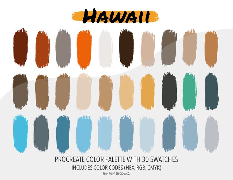 Procreate Color Palette Hawaii Instant Download Digital File Color