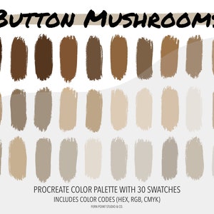 Procreate Color Palette | Button Mushrooms | Instant Download | Digital ...