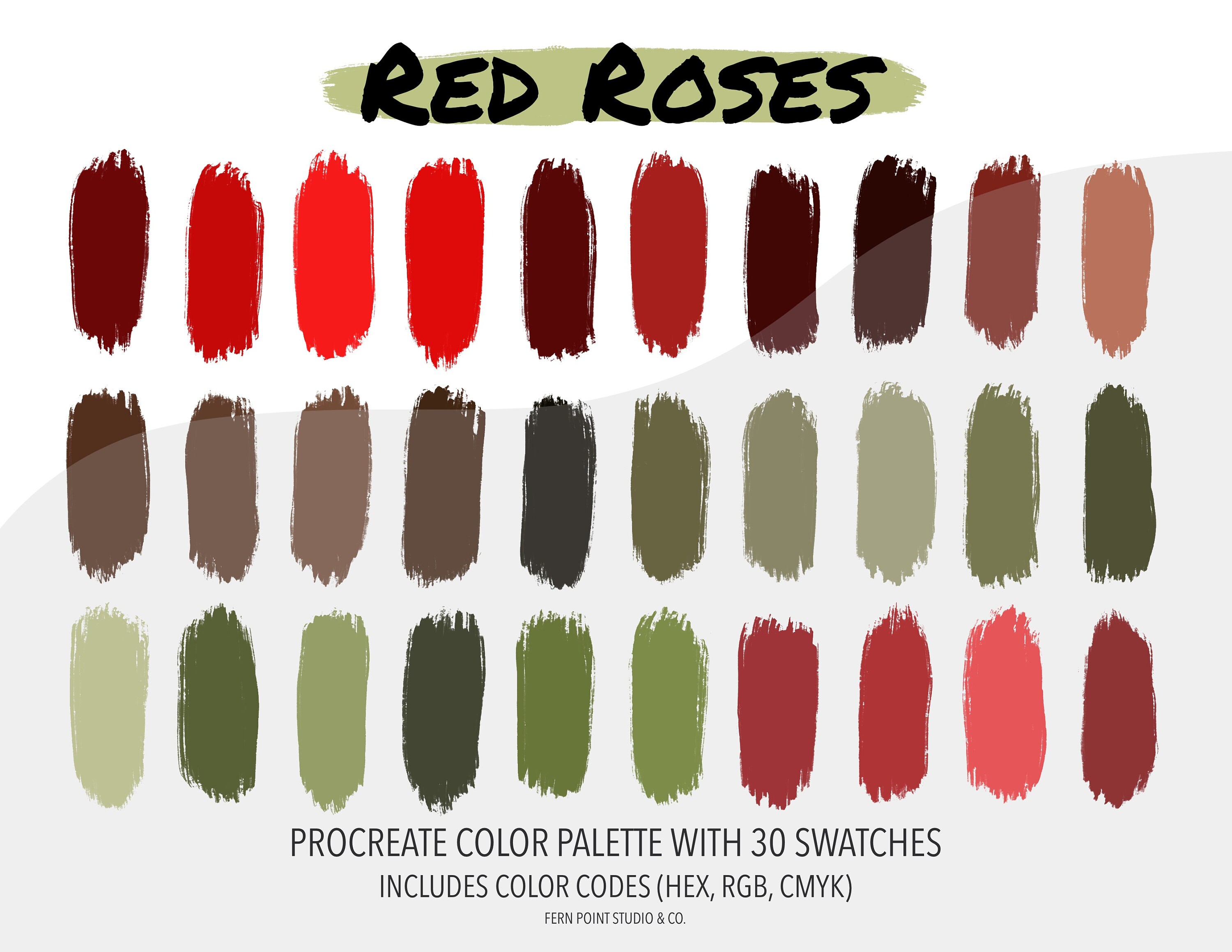 Procreate Color Palette | Red Roses | Instant Download | Digital File ...