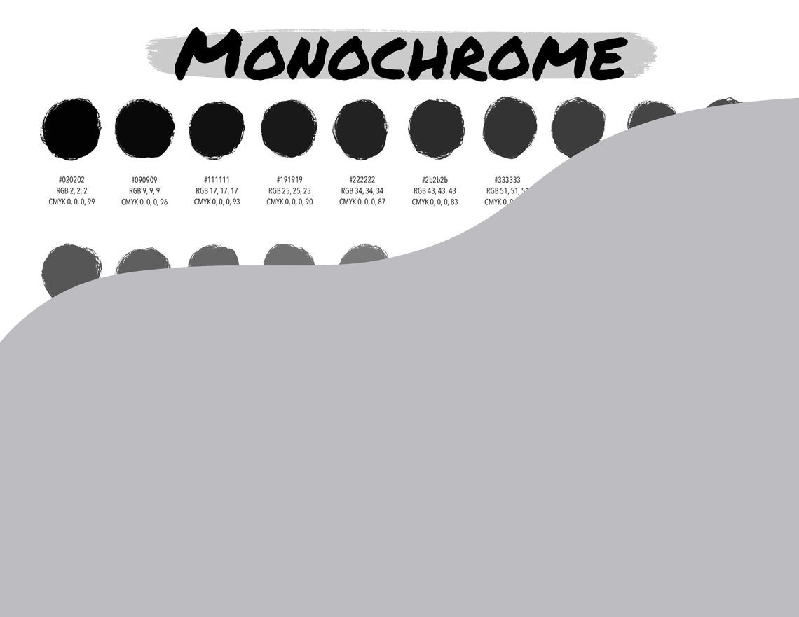 Procreate Color Palette Monochrome Instant Download Digital File Color Swatches Color