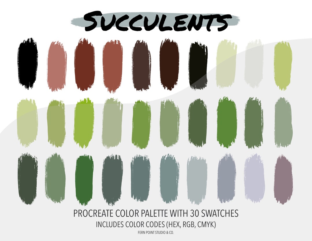 Procreate Color Palette | Succulents | Instant Download | Digital File ...