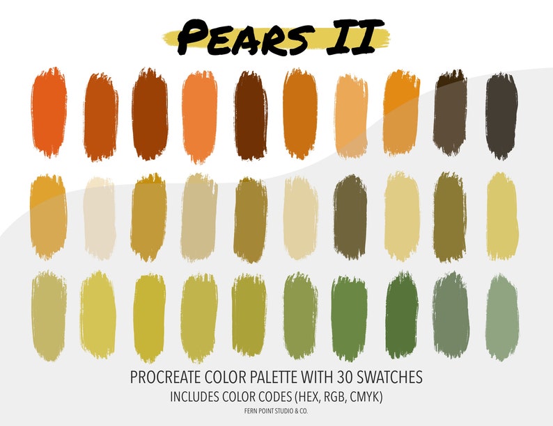 Procreate Color Palette Pears 2 Instant Download Digital File Color Swatches Color Codes Hex Rgb