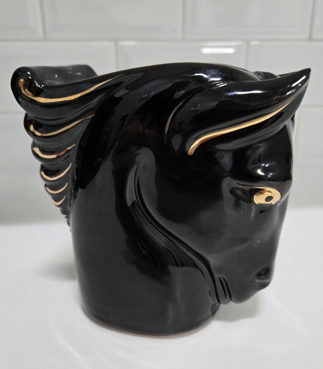 Red Clay Pottery Horse Head Vase/planter. Made by Shafford Japan in the ...