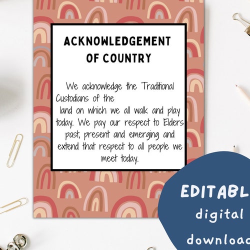 EDITABLE Earthy Boho Acknowledgement of Country First Nations - Etsy