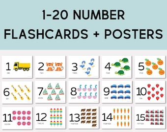 Construction Number Flashcards, Counting Cards, Printable Number Flash ...