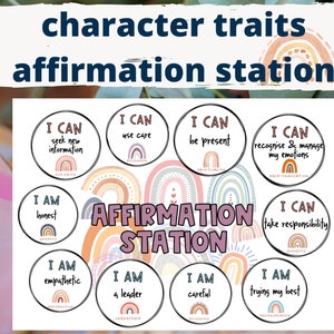 Boho Rainbow Character Traits Affirmation Station Editable | Etsy