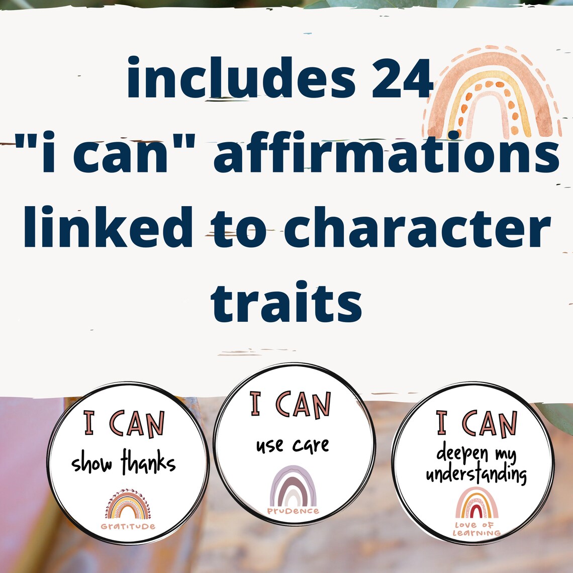 Boho Rainbow Character Traits Affirmation Station Editable Classroom ...