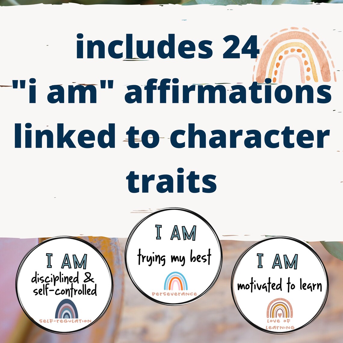 Boho Rainbow Character Traits Affirmation Station Editable Classroom ...