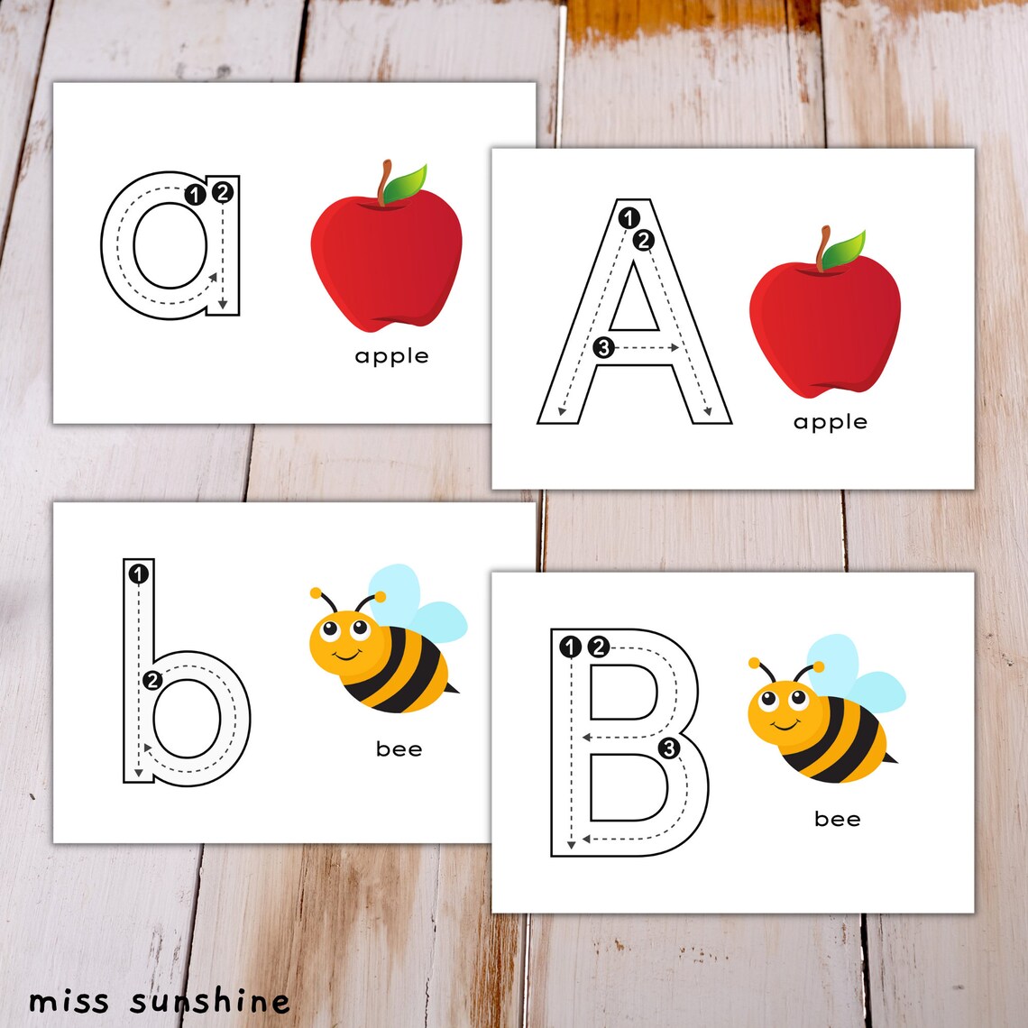 ABC Alphabet Tracing Letters Flashcards Learning Letter Formation Play ...